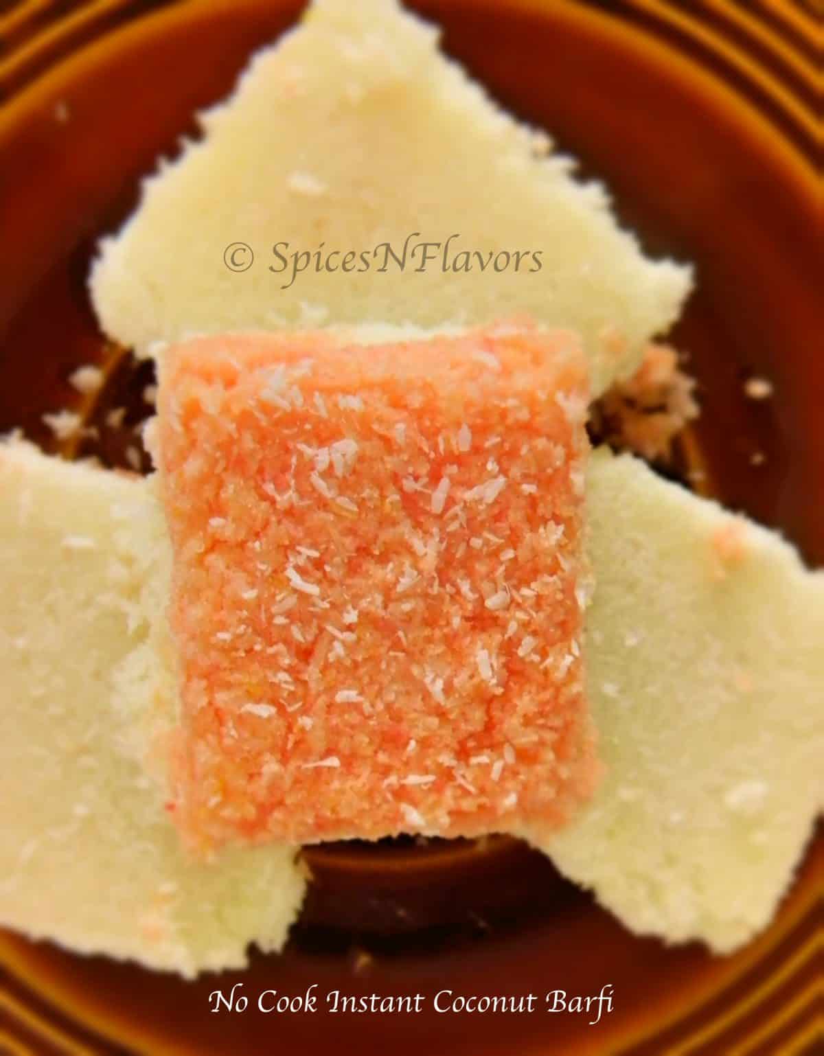 No Cook Instant Coconut Barfi - Spices N Flavors