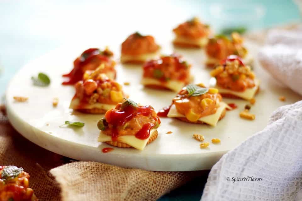 Cheesy Monaco Bites -Monaco Biscuit Party Topping - Spices N Flavors