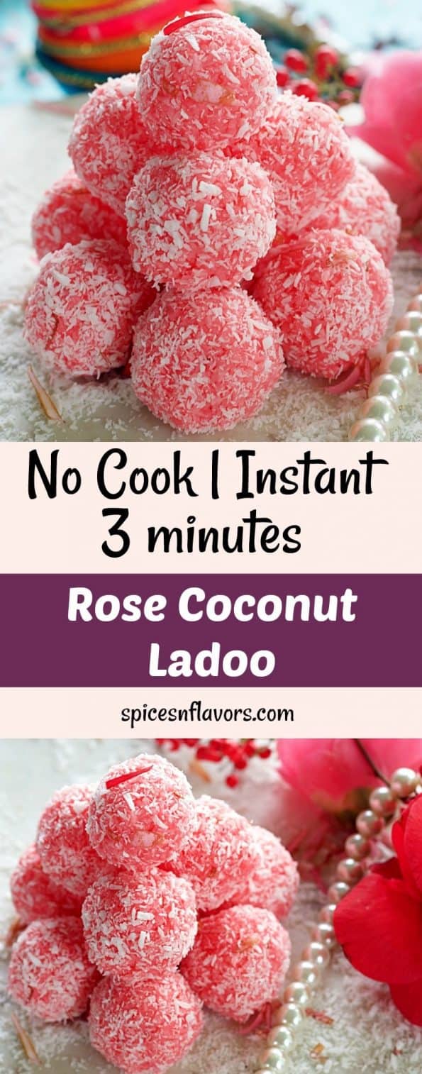 Rose Coconut Laddu - No Cook | Instant - Spices N Flavors