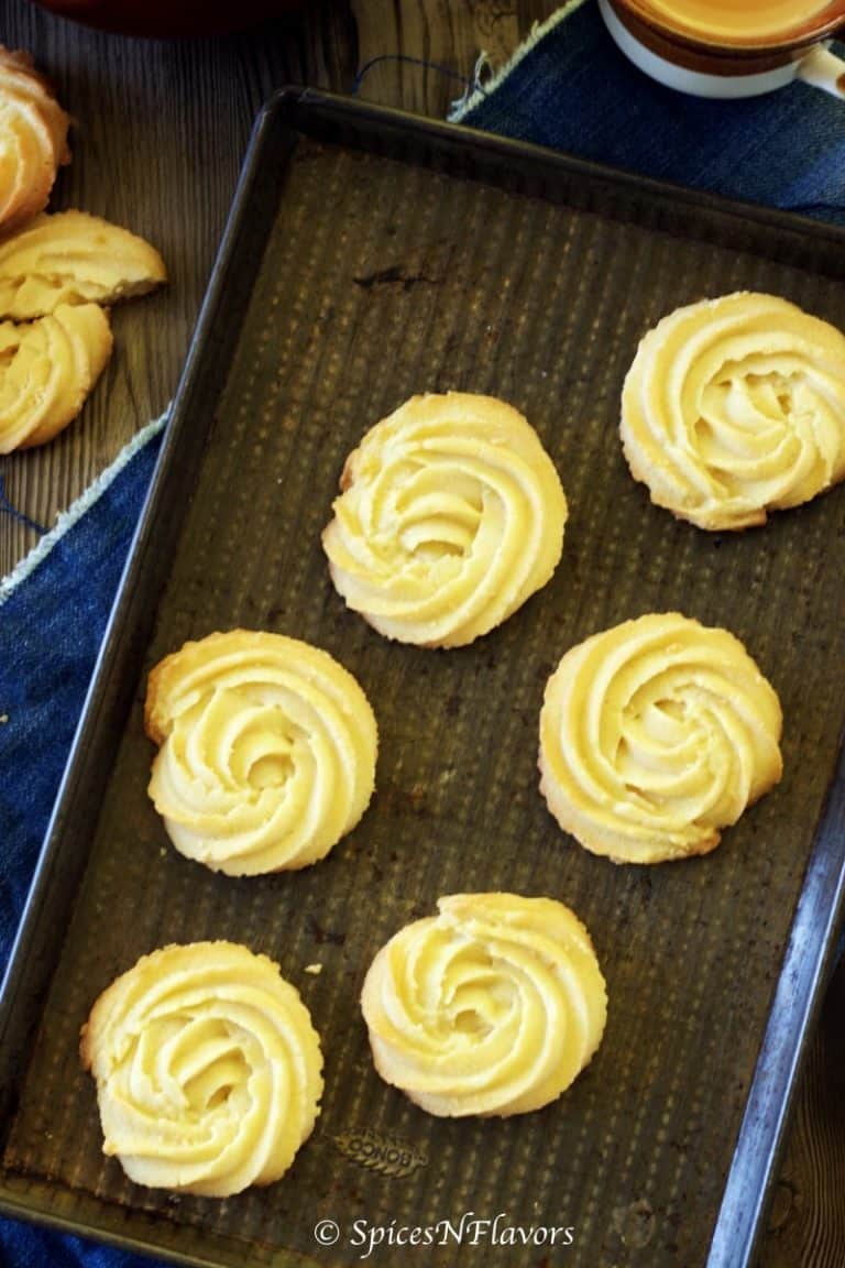 3 ingredient Piped Cookies | Butter Biscuits - Spices N Flavors