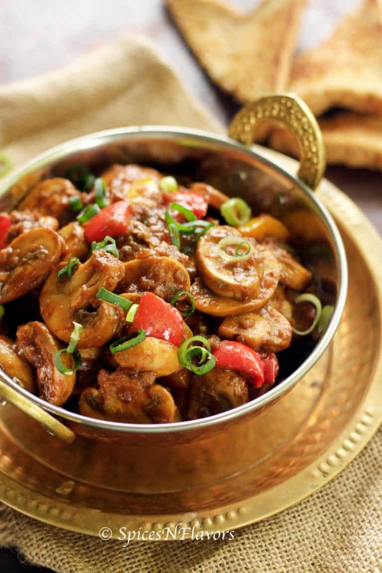 Chilli Garlic Mushroom - 10 mins Indian side dish - Spices N Flavors