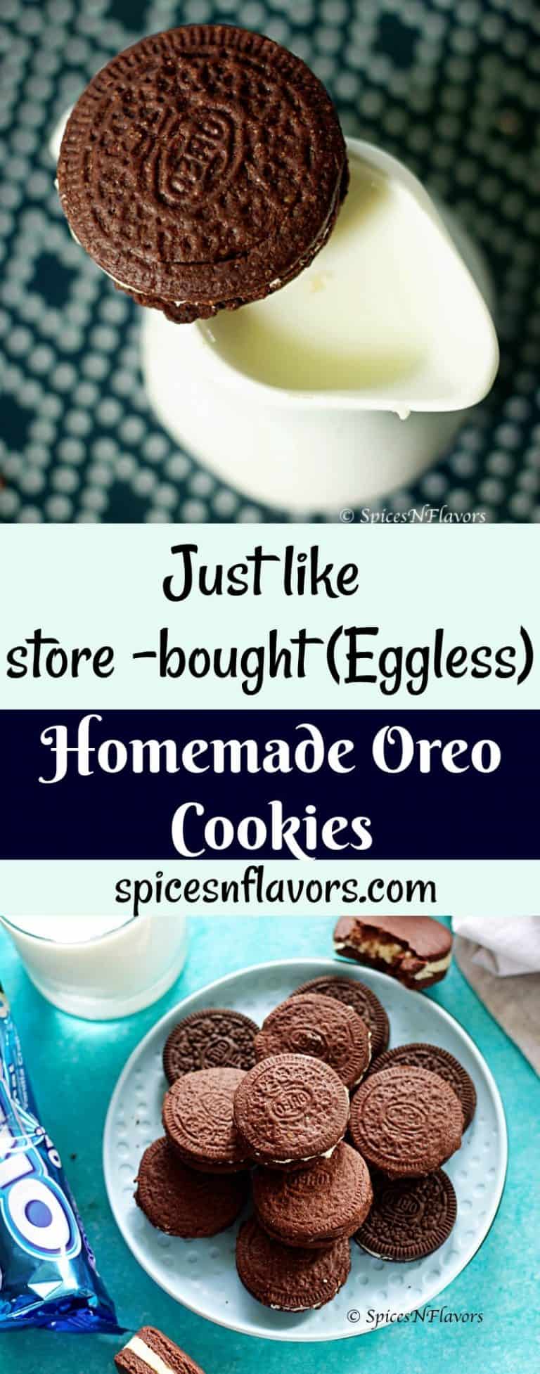 Homemade Oreo Cookies - DIY Eggless Oreo Cookies - Spices N Flavors