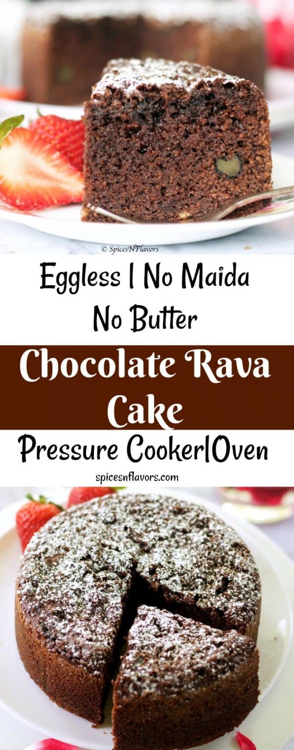 Chocolate Rava Cake in Cooker|Oven|Microwave - Spices N Flavors