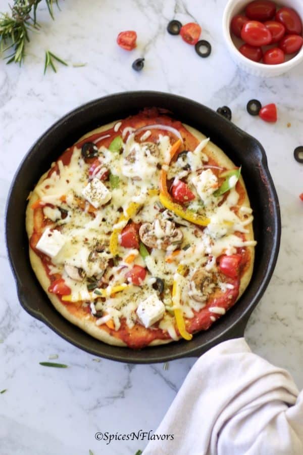 Tawa Pizza | No Oven Pizza | Homemade Pizza Dough - Spices N Flavors