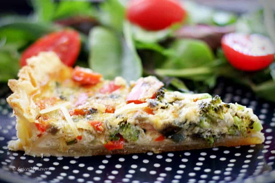 Quiche Lorraine | Pepper and Broccoli Quiche - Spices N Flavors