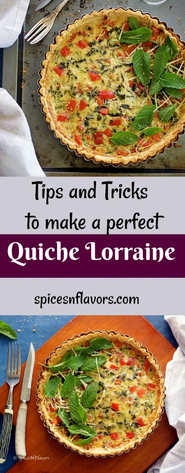 Quiche Lorraine | Pepper and Broccoli Quiche - Spices N Flavors