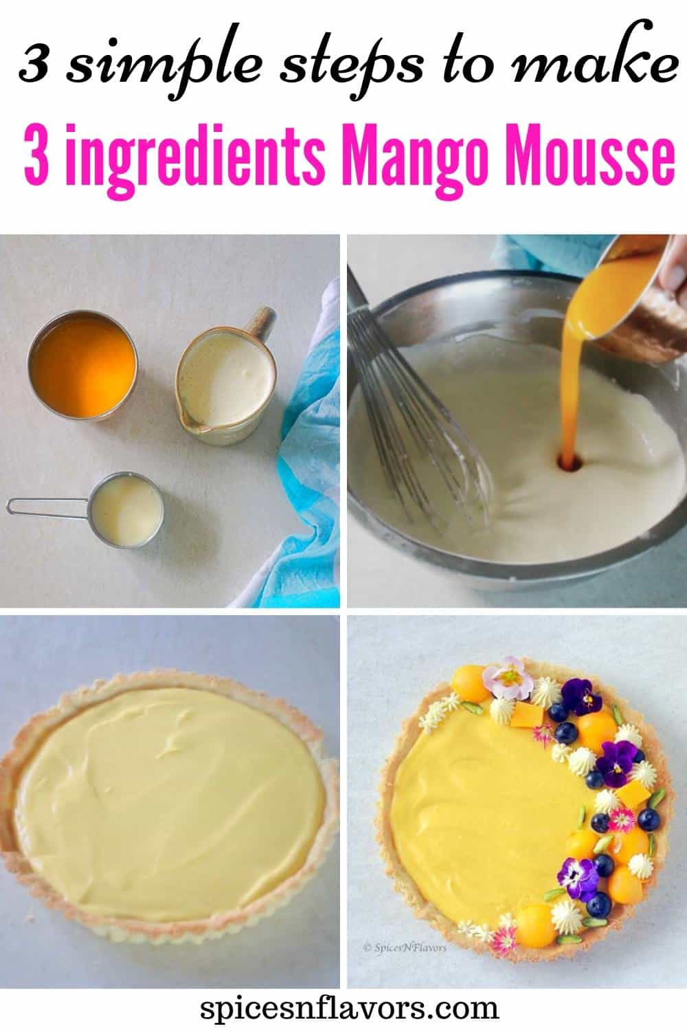 Easy Mango Mousse Recipe using just 3 ingredients - Spices N Flavors