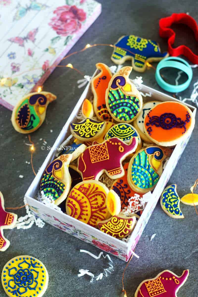 Eggless Diwali Cookies (Mehendi Cookies) - Spices N Flavors
