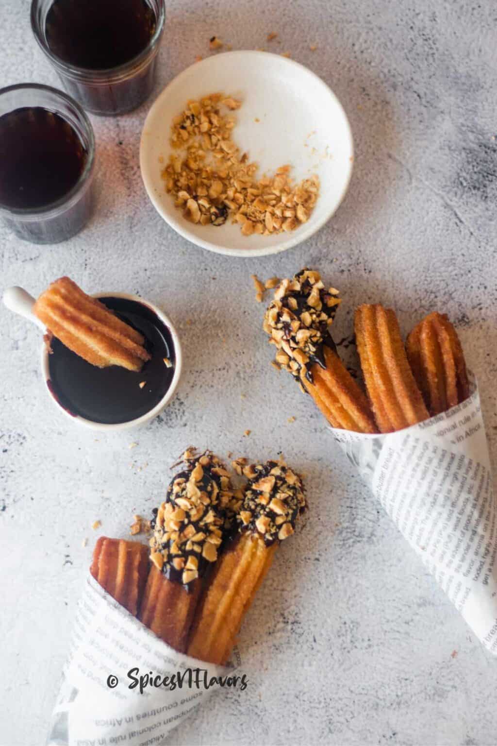 The Best Eggless Churros Recipe - Spices N Flavors