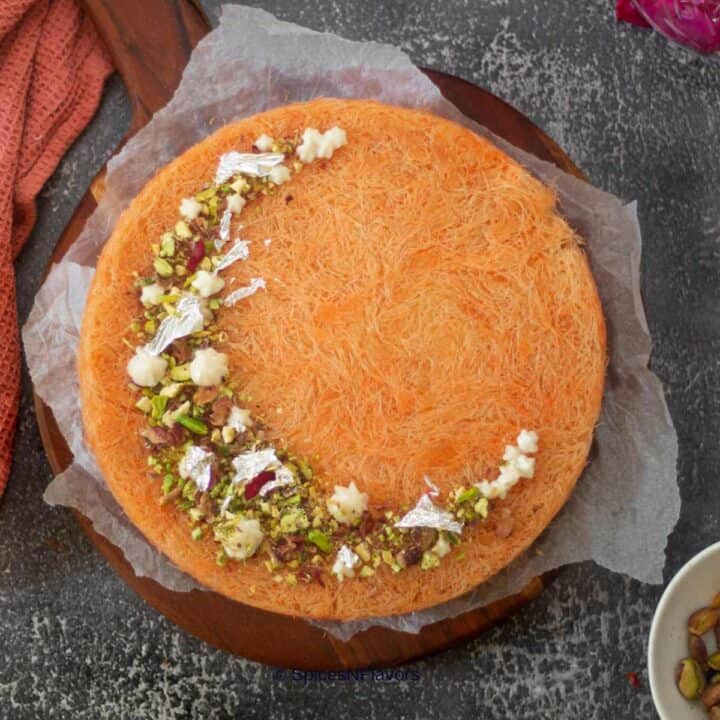 Knafeh recipes (Lebanese Kunafa recipe) with Cream - Spices N Flavors