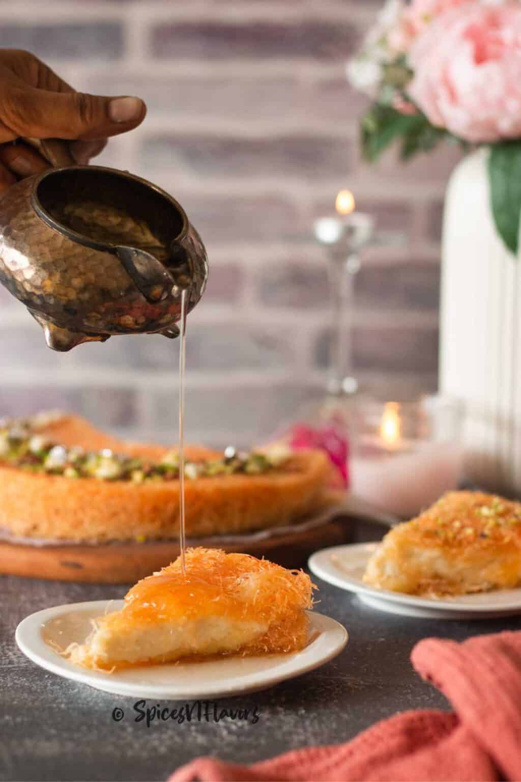 Knafeh recipes (Lebanese Kunafa recipe) with Cream - Spices N Flavors
