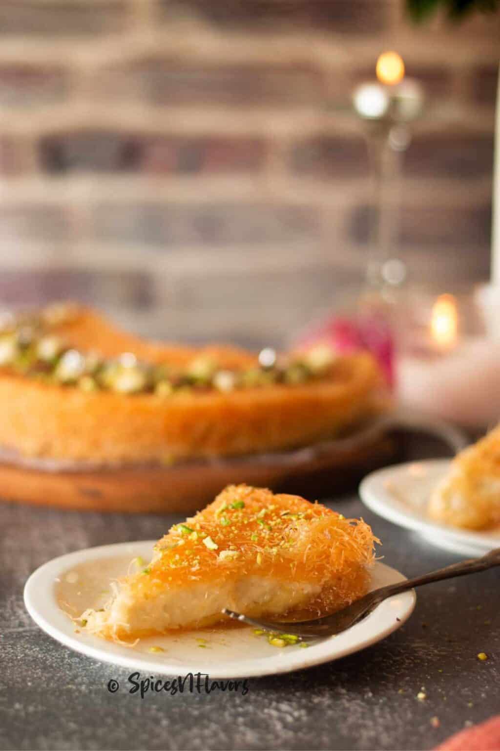 Knafeh recipes (Lebanese Kunafa recipe) with Cream - Spices N Flavors