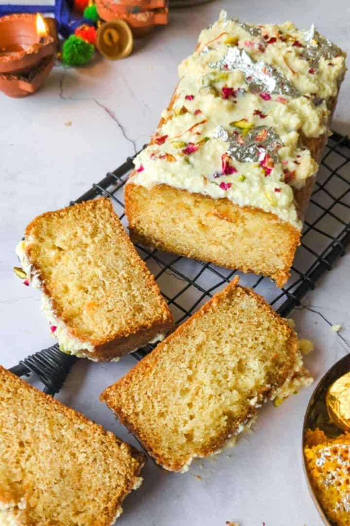 Easy Eggless Gulab Jamun Mix Cake recipe with Rabdi - Spices N Flavors