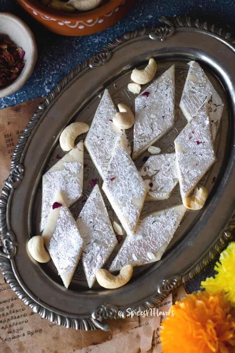 Easy No-Cook Instant Kaju Barfi recipe - Kaju Katli - Spices N Flavors
