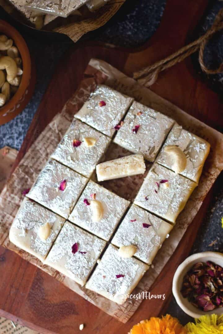 Easy No-Cook Instant Kaju Barfi recipe - Kaju Katli - Spices N Flavors