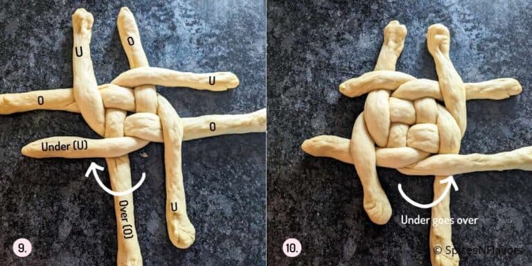 Round Challah recipe - Easy 4-strand braided bread - Spices N Flavors