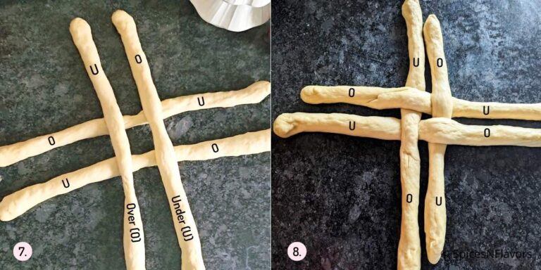 Round Challah recipe - Easy 4-strand braided bread - Spices N Flavors