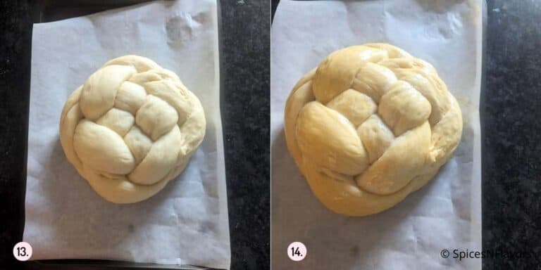 Round Challah recipe - Easy 4-strand braided bread - Spices N Flavors