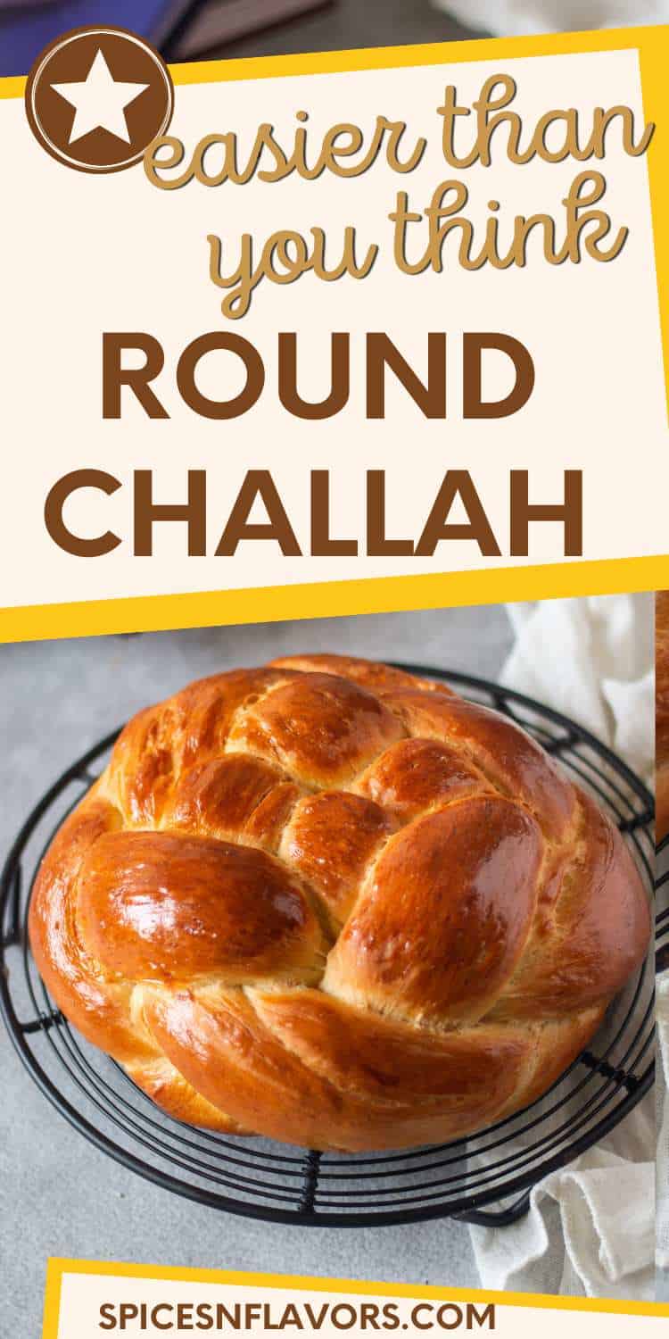 Round Challah recipe - Easy 4-strand braided bread - Spices N Flavors