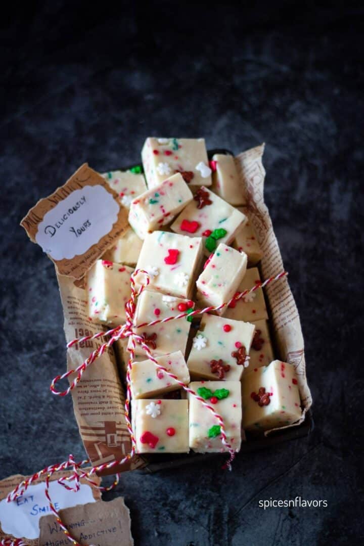 Easy Christmas Cookie Fudge recipe for Holidays - Spices N Flavors