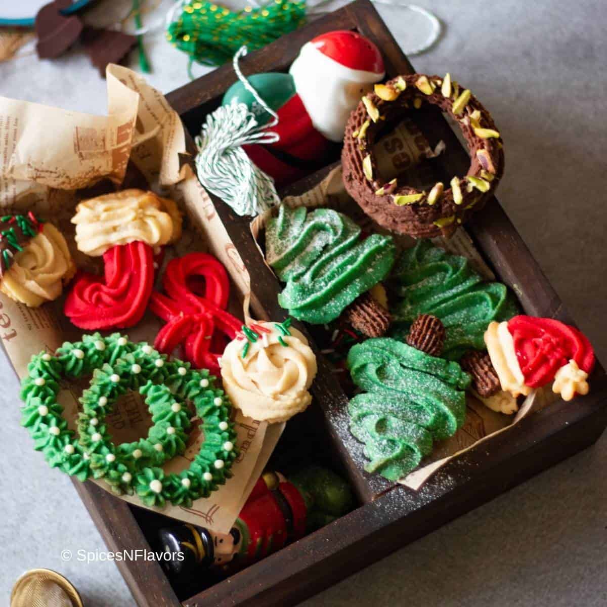 Christmas Butter Cookies recipe using 1 Basic Dough - Spices N Flavors