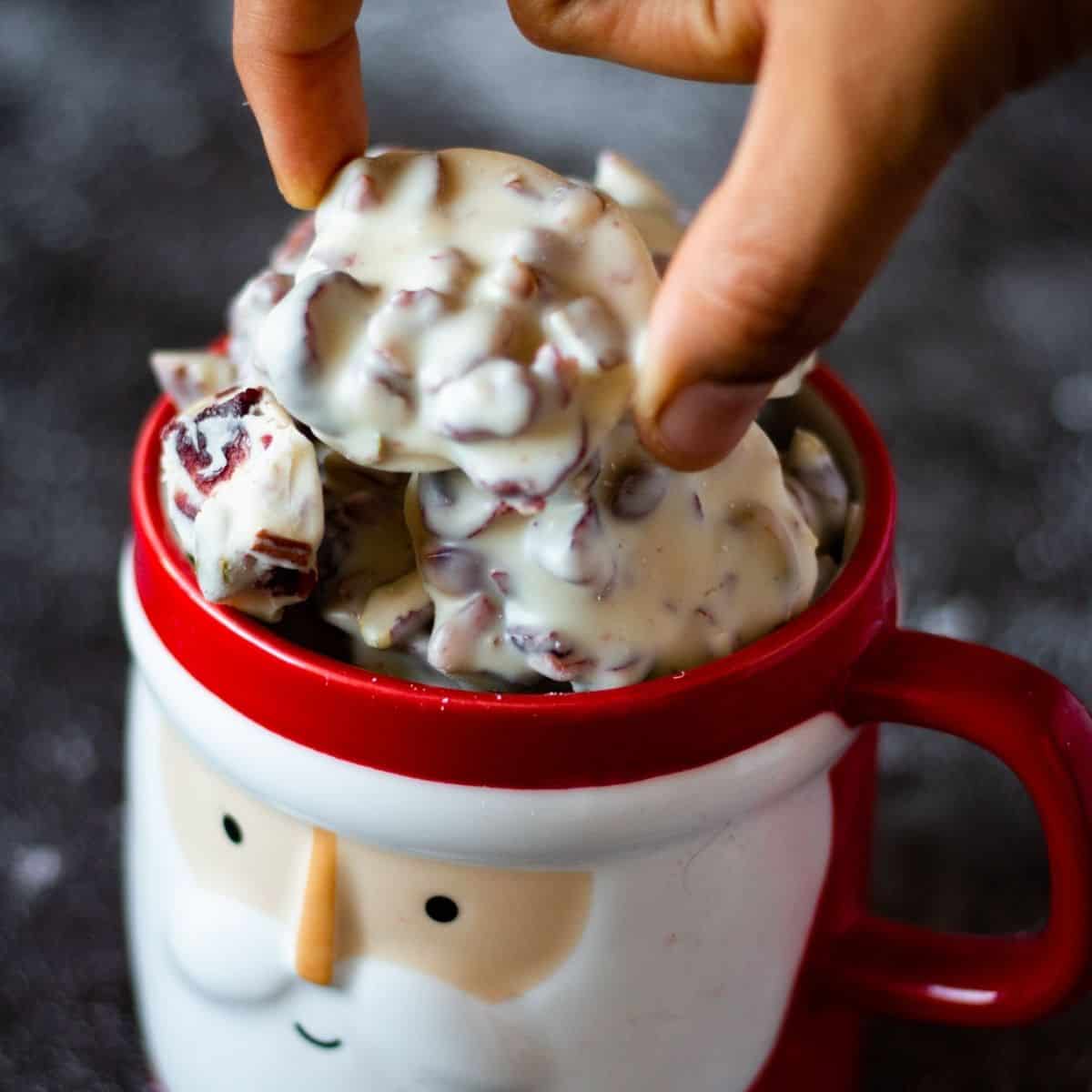 Festive White Chocolate Cranberry Clusters recipe - Spices N Flavors