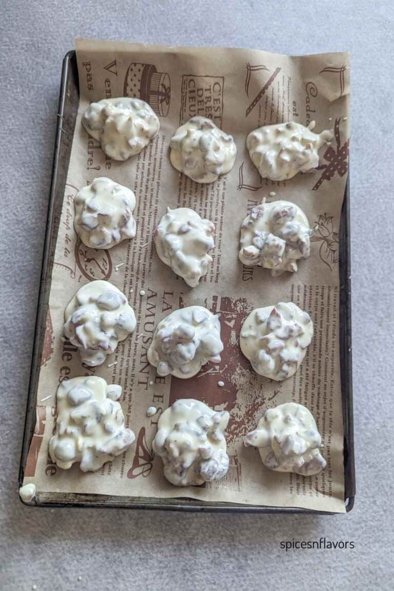 Festive White Chocolate Cranberry Clusters recipe - Spices N Flavors