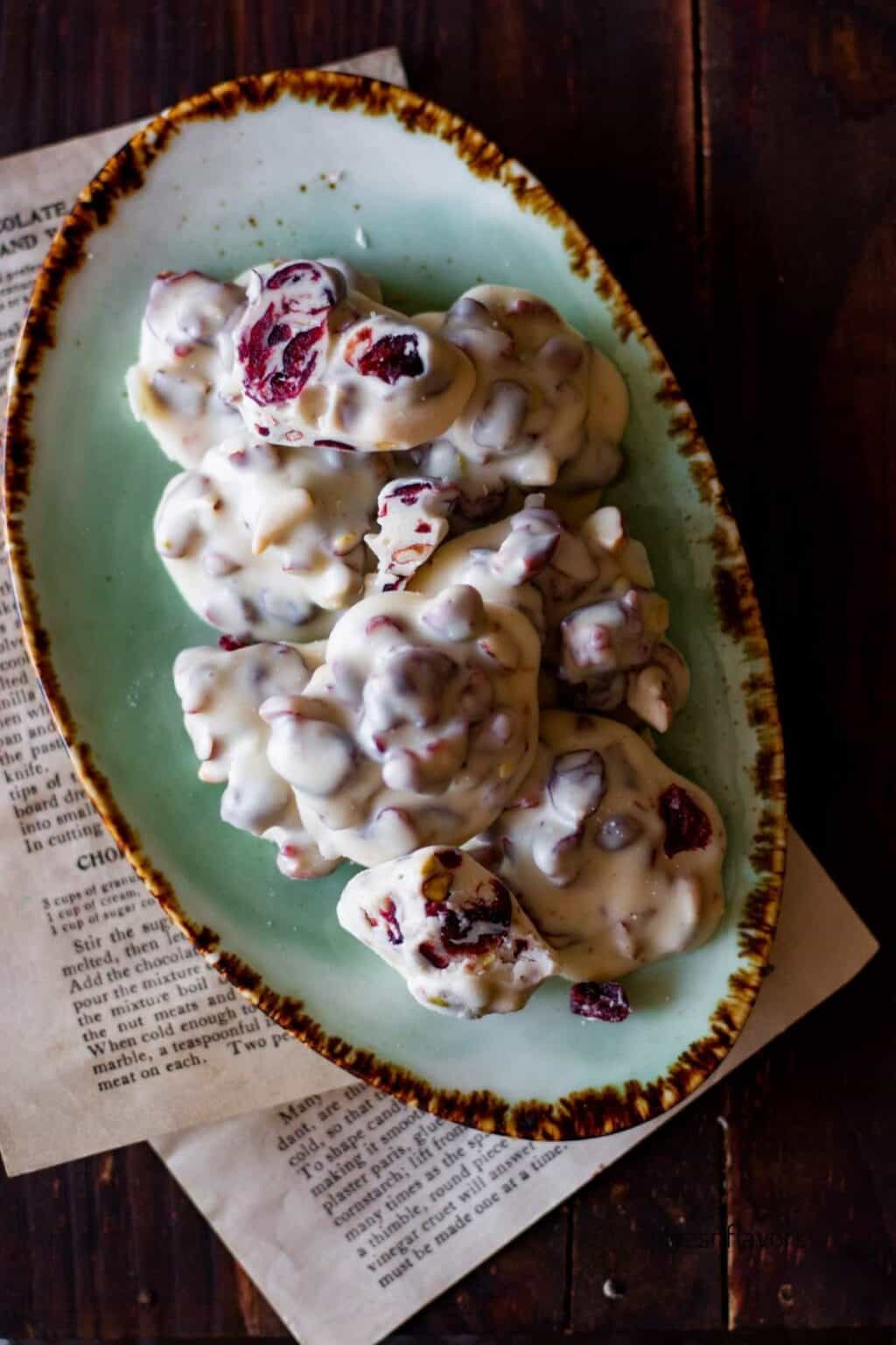 Festive White Chocolate Cranberry Clusters recipe - Spices N Flavors