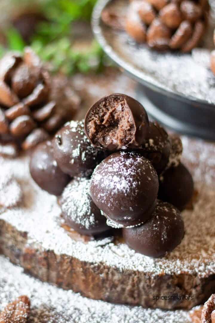 No-Bake Pinecone Truffles using only 3 ingredients - Spices N Flavors