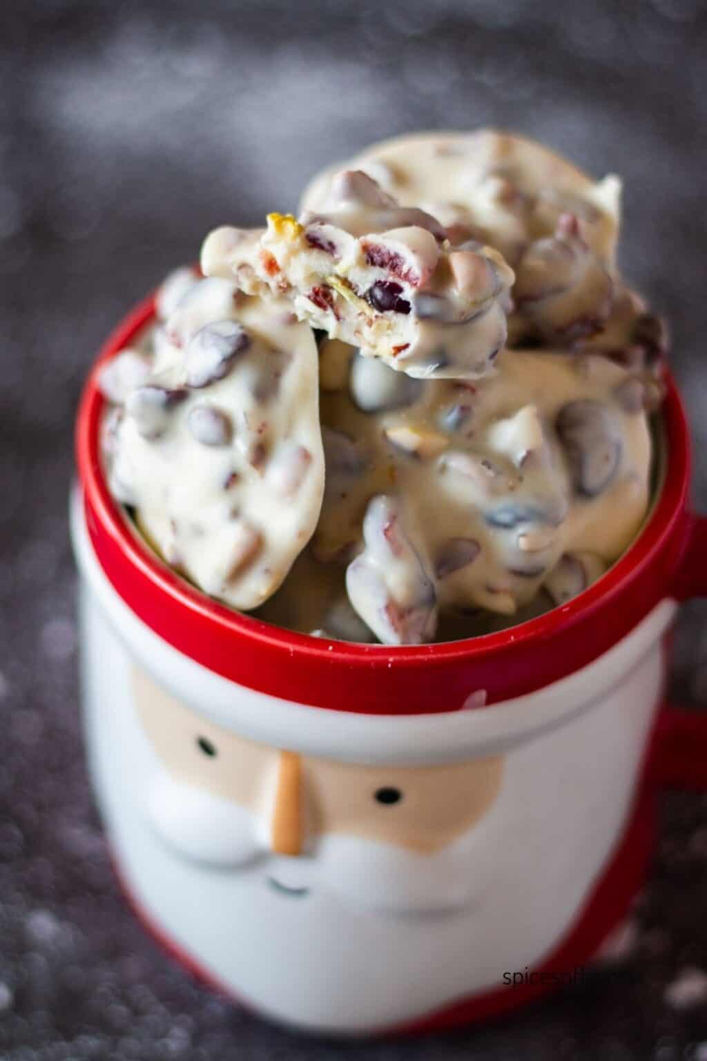 Festive White Chocolate Cranberry Clusters recipe - Spices N Flavors