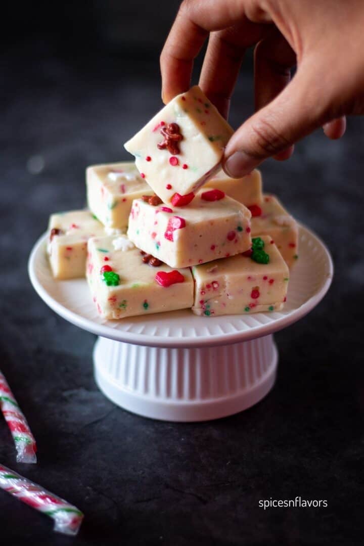 Easy Christmas Cookie Fudge recipe for Holidays - Spices N Flavors