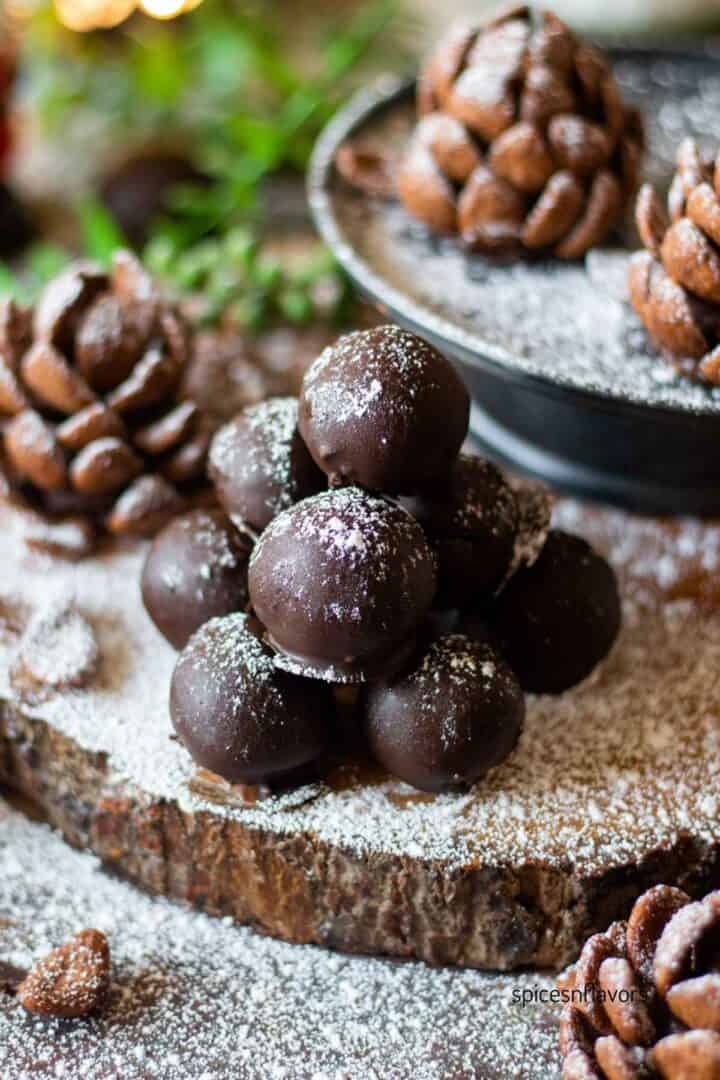 No-Bake Pinecone Truffles using only 3 ingredients - Spices N Flavors