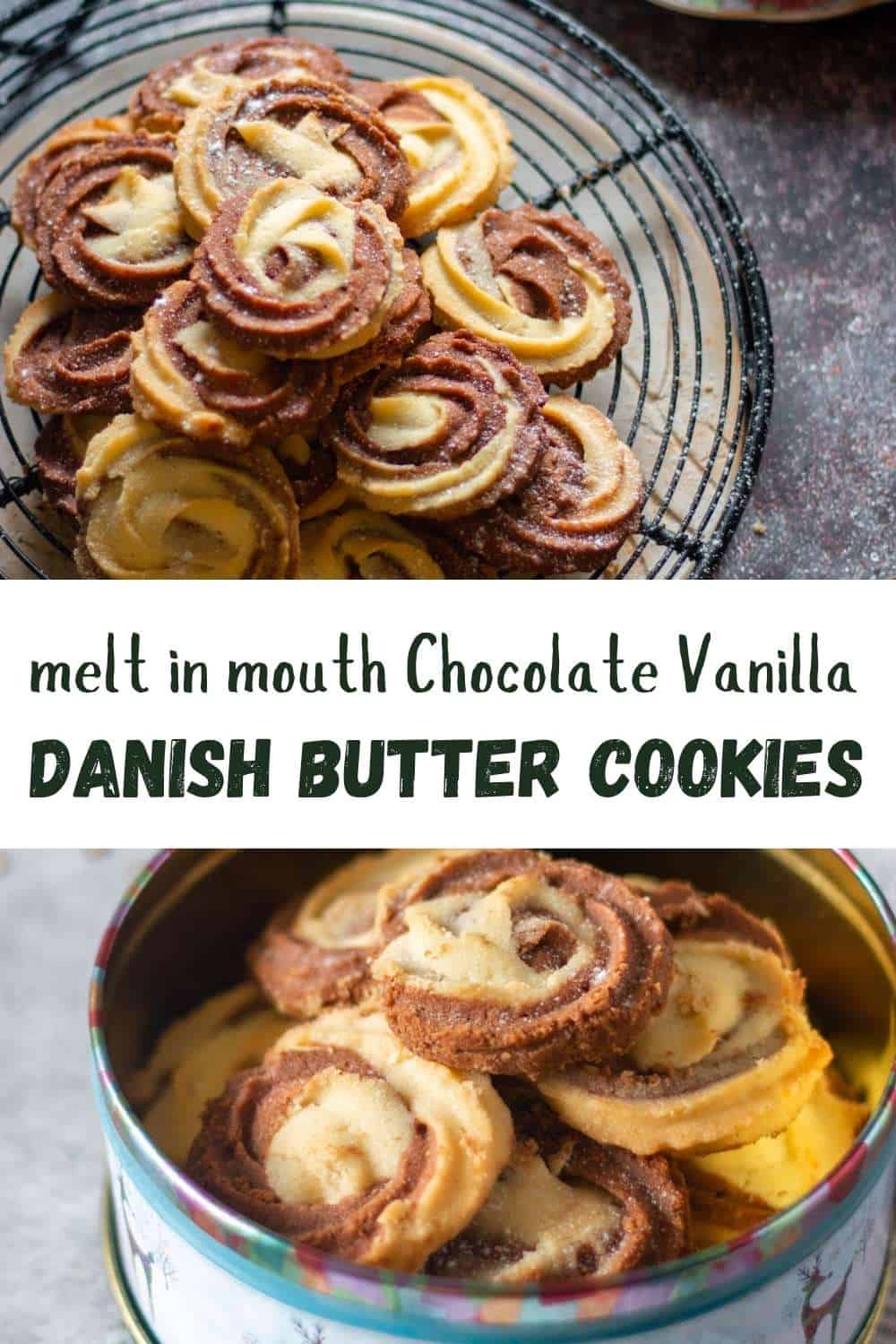 Chocolate Vanilla Danish Butter Cookies recipe - Spices N Flavors