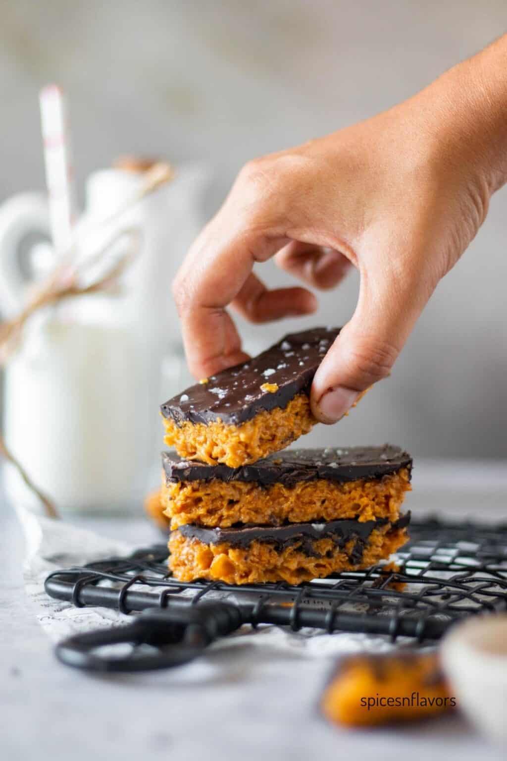 Easy No-Bake Peanut Butter Corn Flake Bars recipe - Spices N Flavors