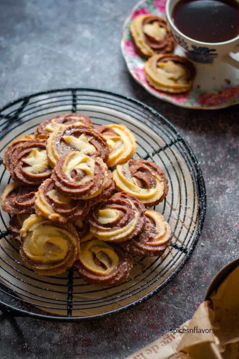 Chocolate Vanilla Danish Butter Cookies recipe - Spices N Flavors