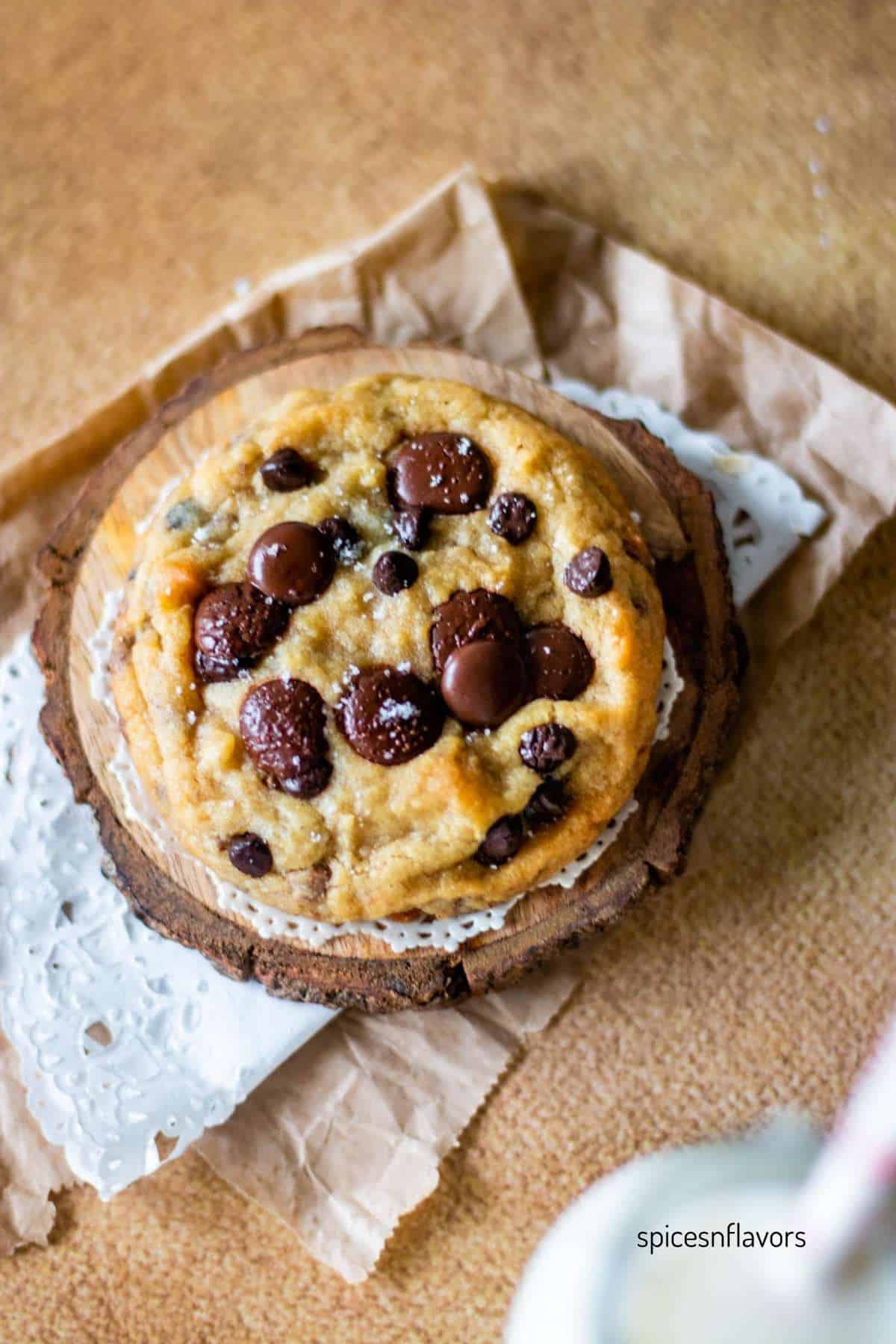 Single Serve Chocolate Chip Cookie without eggs - Spices N Flavors