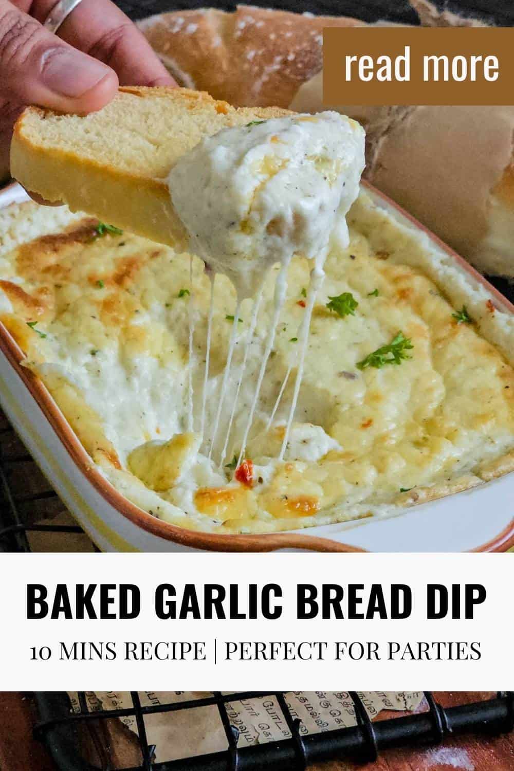 Try this Cheesy Baked Garlic Bread Dip recipe Today - Spices N Flavors