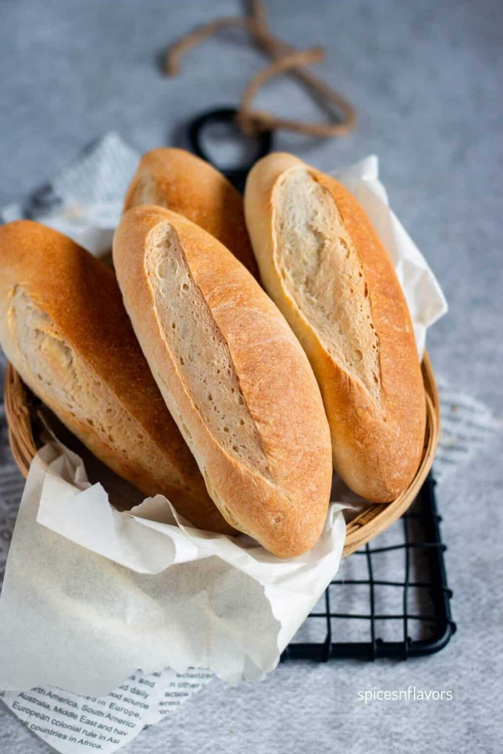 Easy Homemade Mini Baguette recipe - Spices N Flavors