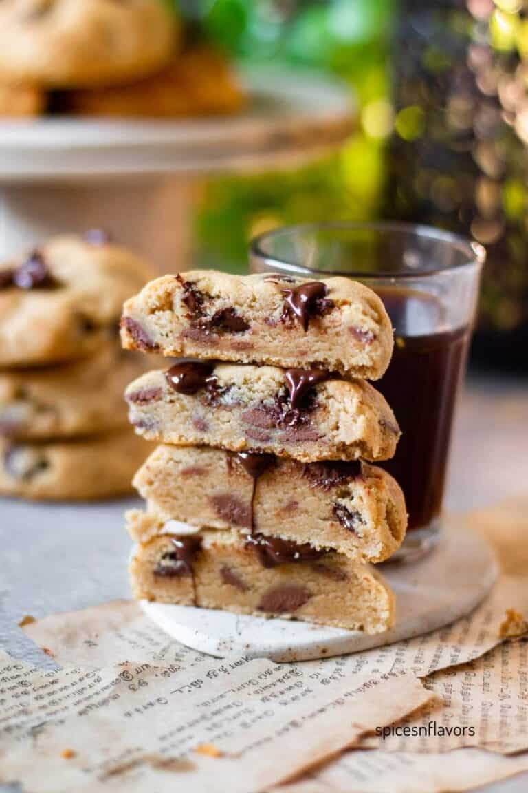 Eggless Peanut Butter Chocolate Chip Cookies recipe - Spices N Flavors